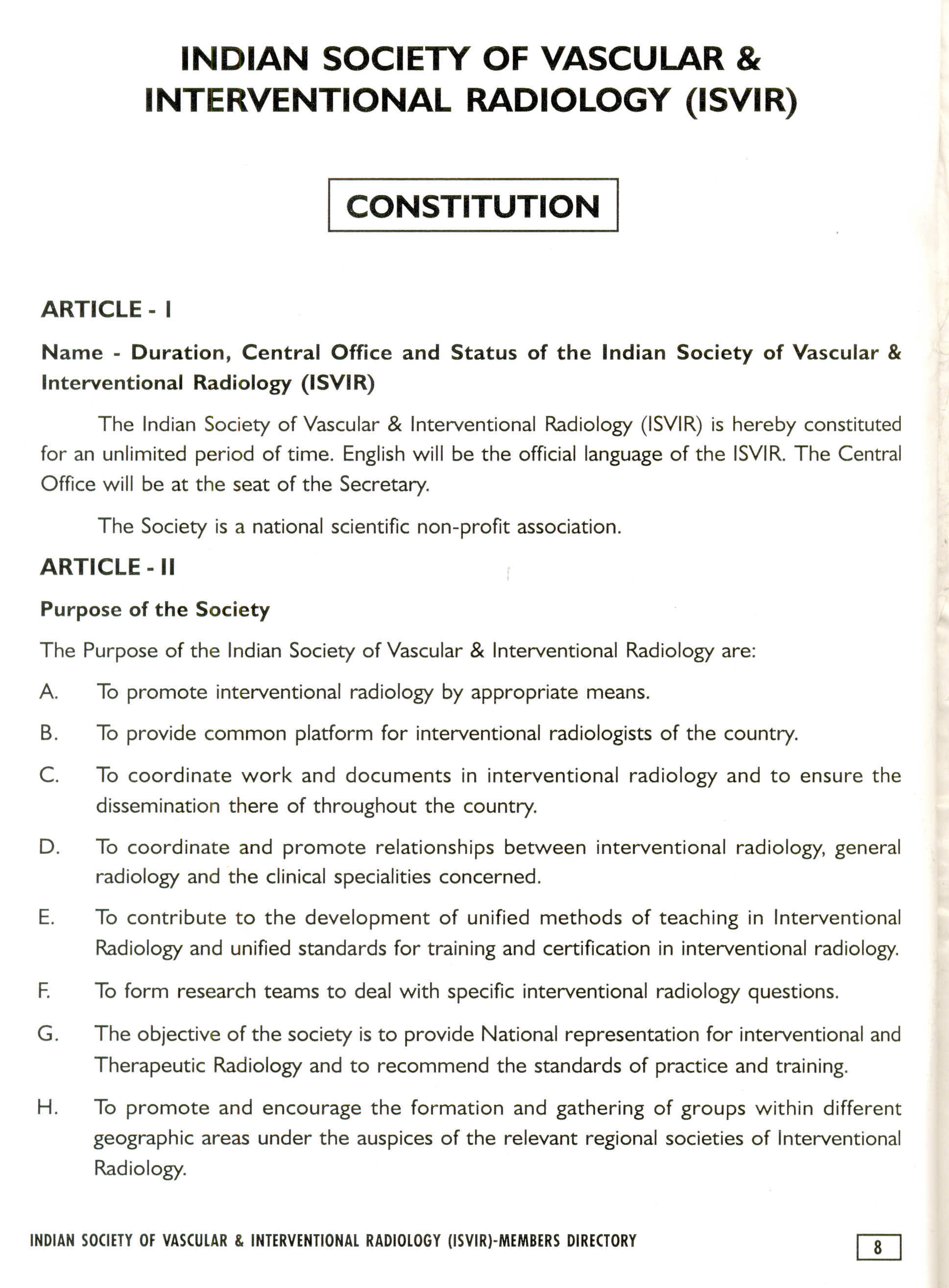 Constitution of ISVIR
